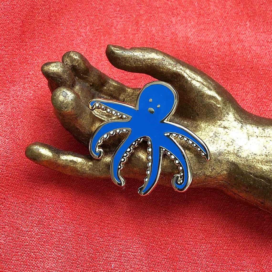 SECONDS SALE Blue Octopus Enamel Pin - Etsy
