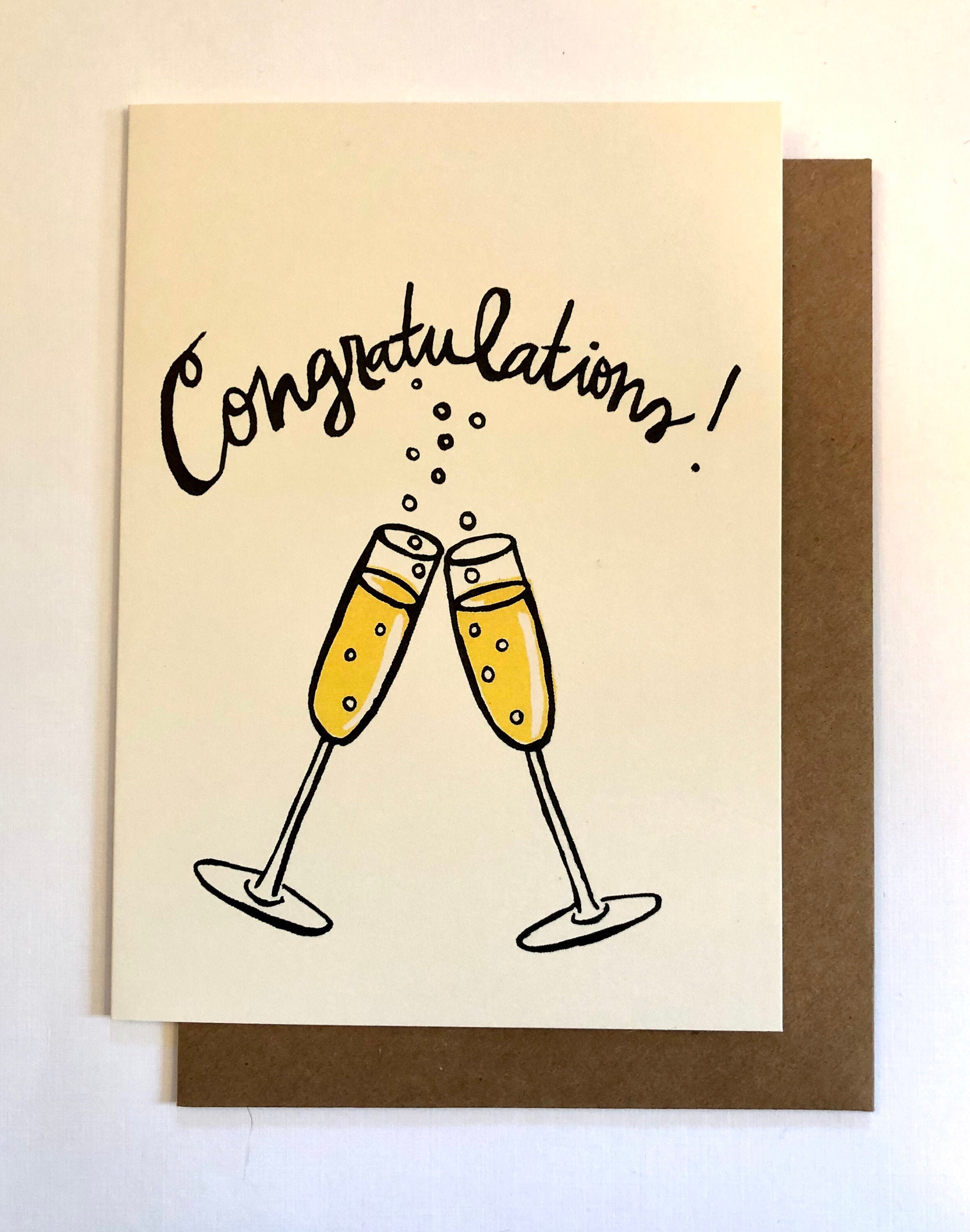 Congrats Champagne, Congratulations Card - Etsy