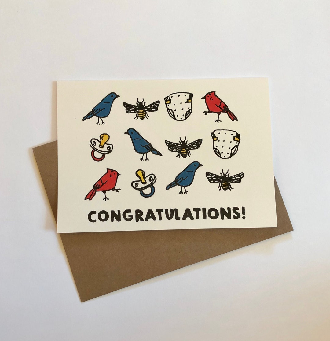Birds and Bees Congratulations Baby Card - Etsy