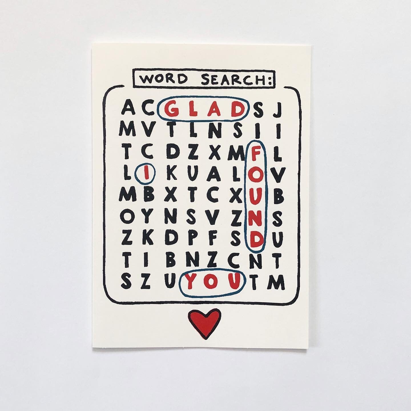 Word Search, Love Card - Etsy