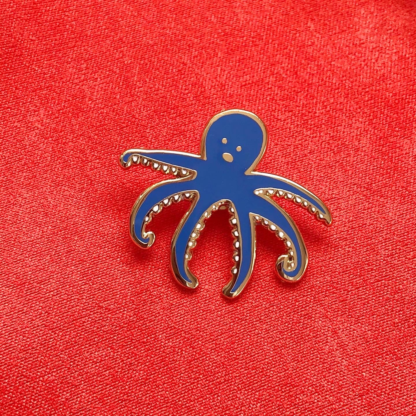 SECONDS SALE Blue Octopus Enamel Pin - Etsy