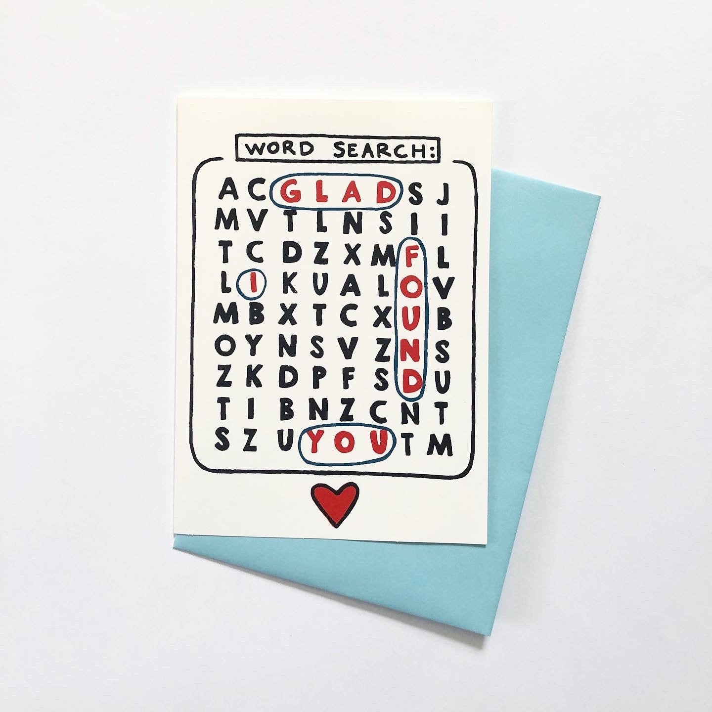 Word Search, Love Card - Etsy