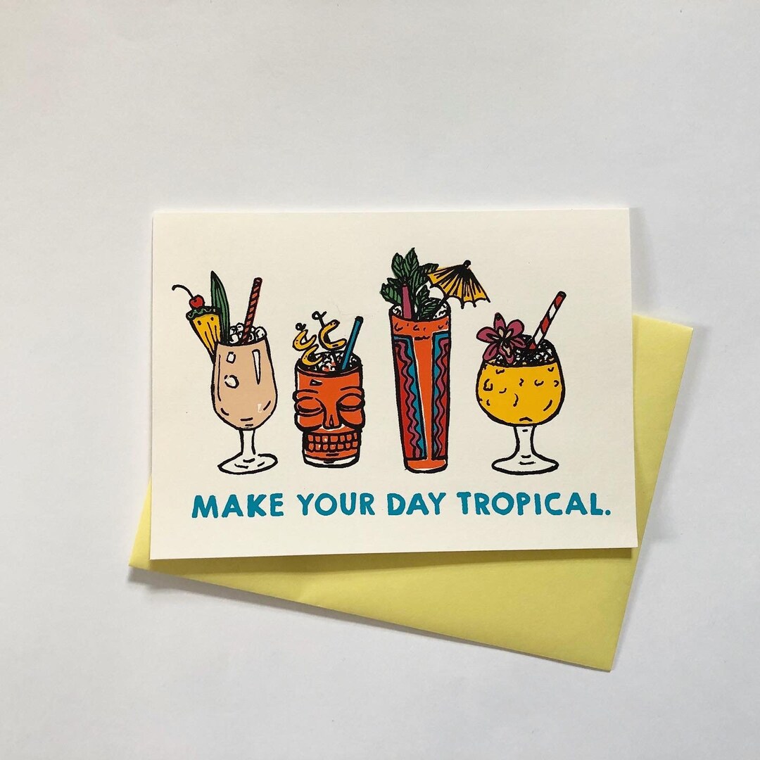 Tropical Birthday, Birthday Card - Etsy