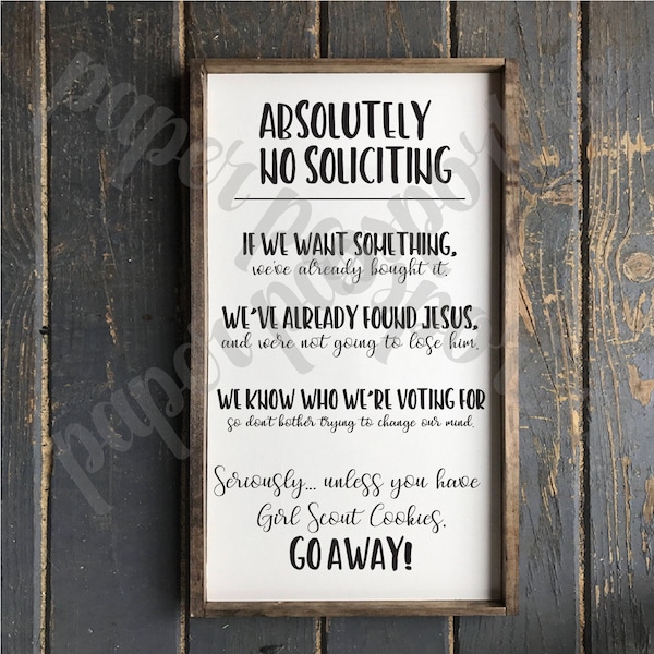 Funny No Soliciting Sign Pdf - Etsy