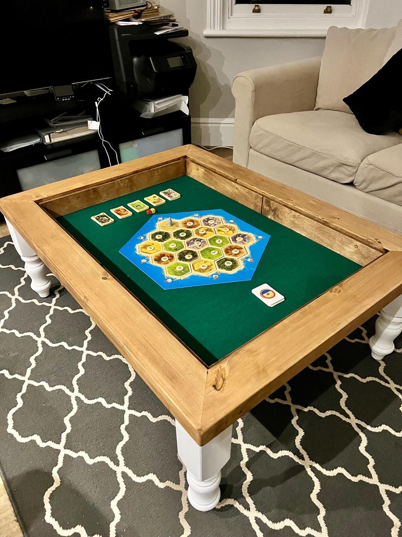 Board Game Coffee Table With Hidden Storage – Solid Wood Gaming Table ...