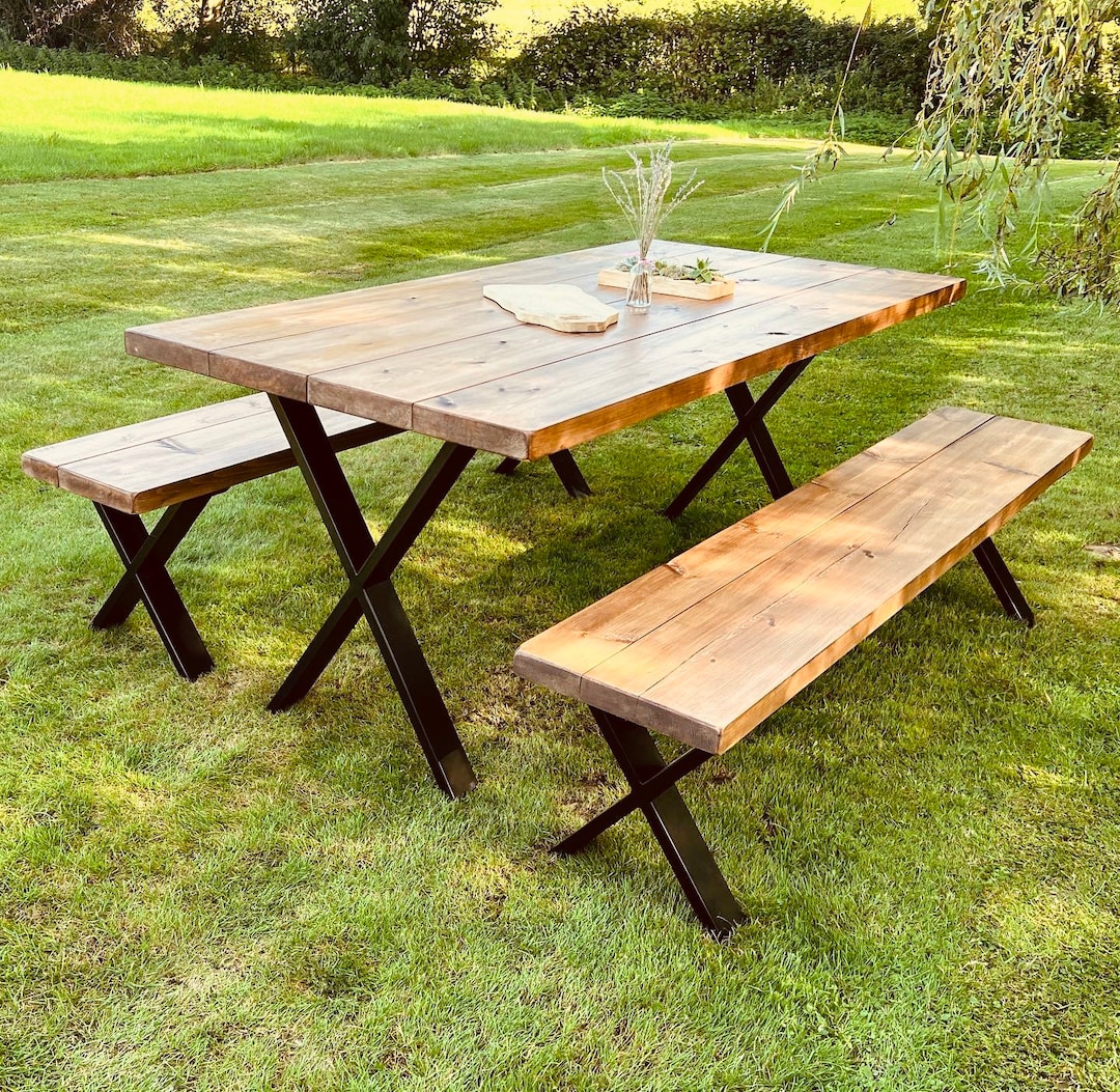 Chunky Exterior Industrial Dining Table – Handmade Solid Wood Table ...