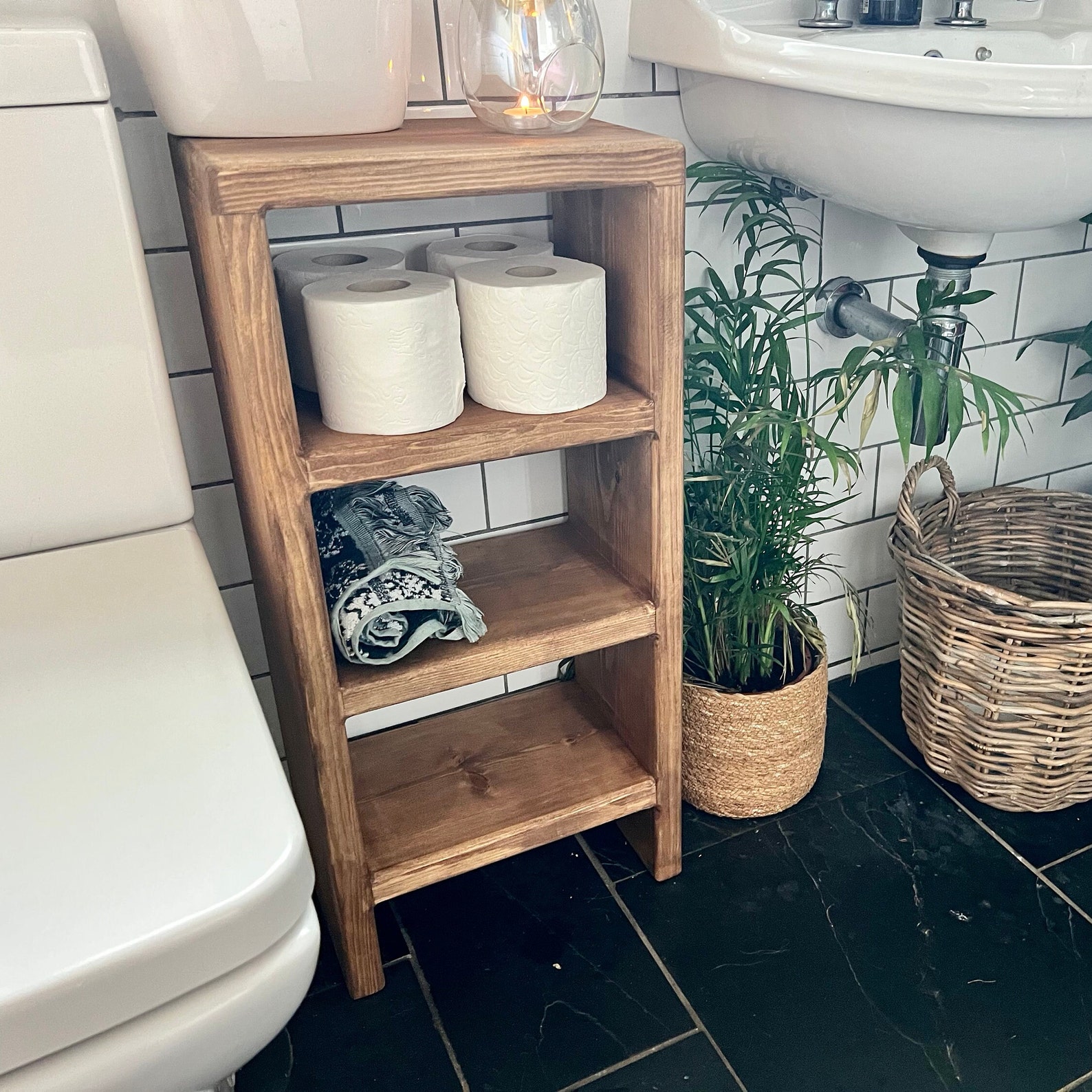 Wooden Bathroom Shelving Unit Side Table Shelves With Colour Options ...