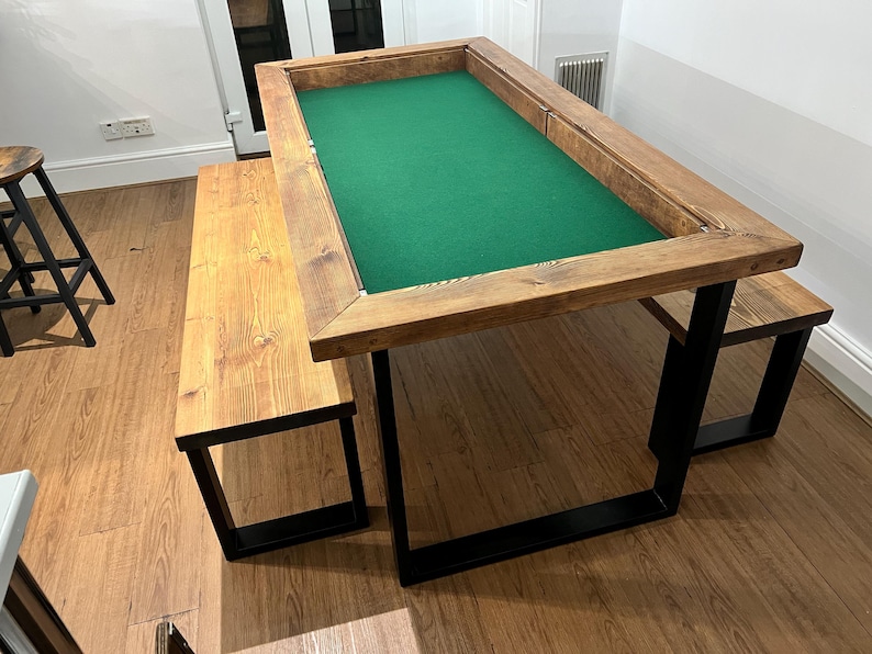 Board Game & Gaming Table / Dining Table in One – Metal Legs – Solid ...