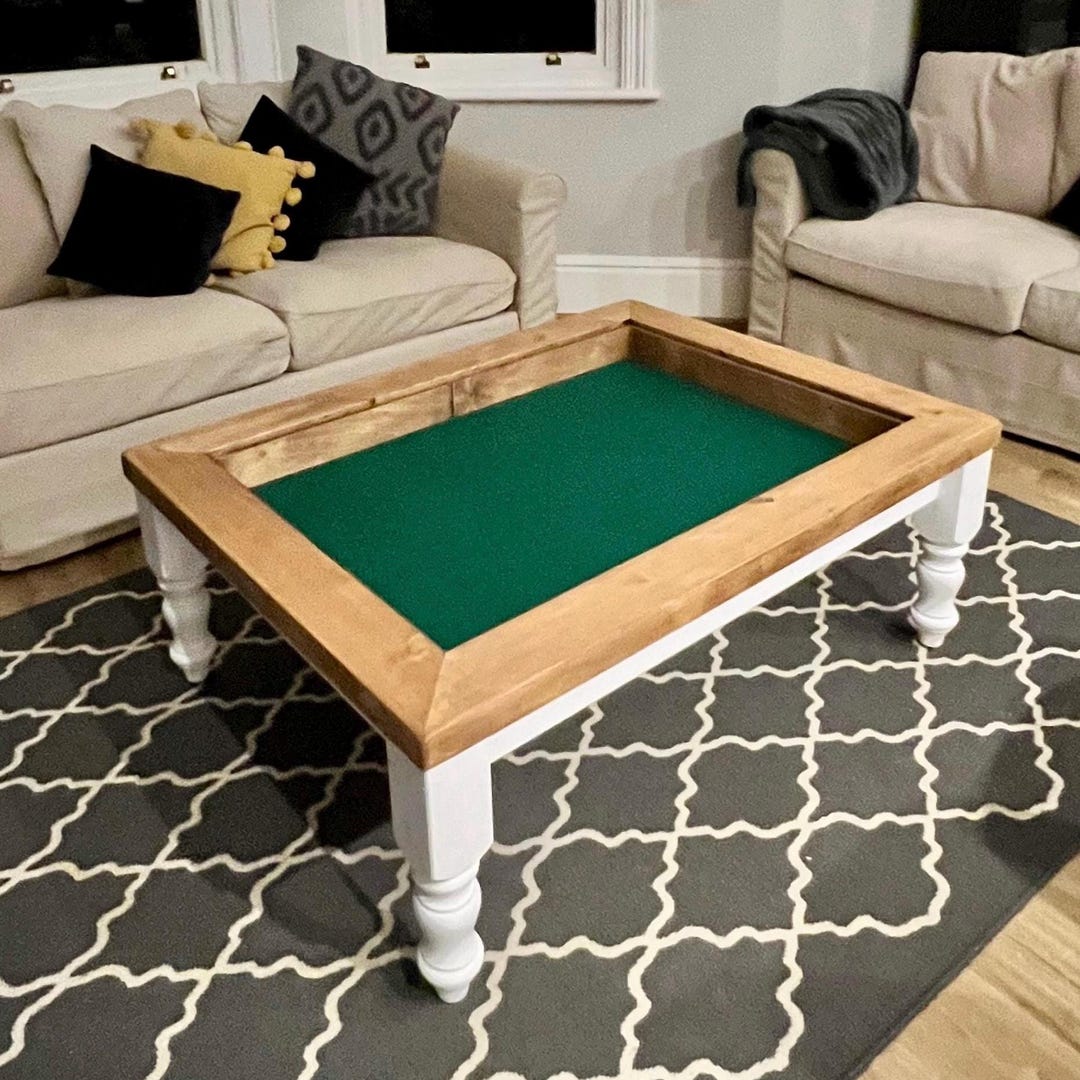 Board Game Coffee Table With Hidden Storage – Solid Wood Gaming Table ...