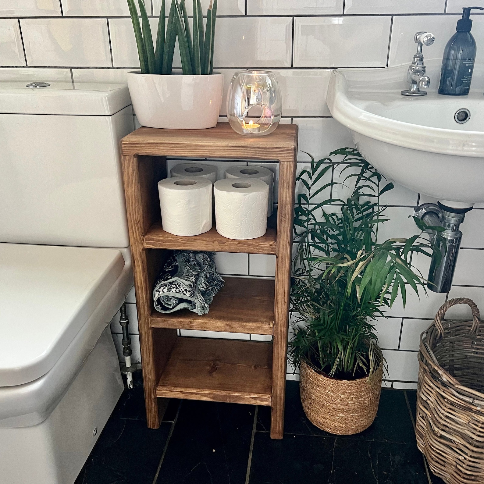 Wooden Bathroom Shelving Unit Side Table Shelves With Colour Options ...