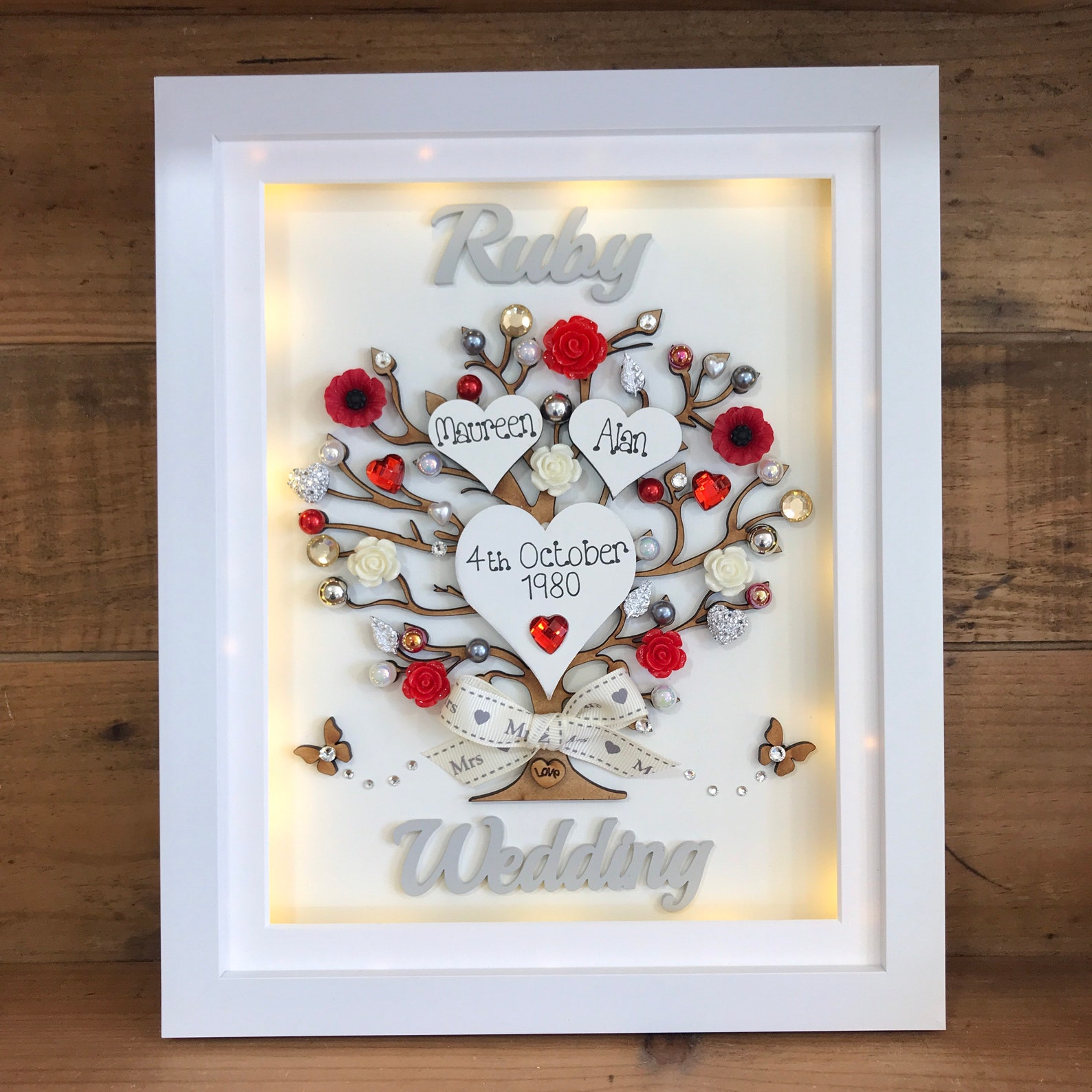 LED Light Box Frame, Perfect Wedding or Anniversary Gift, Ruby, Diamond ...