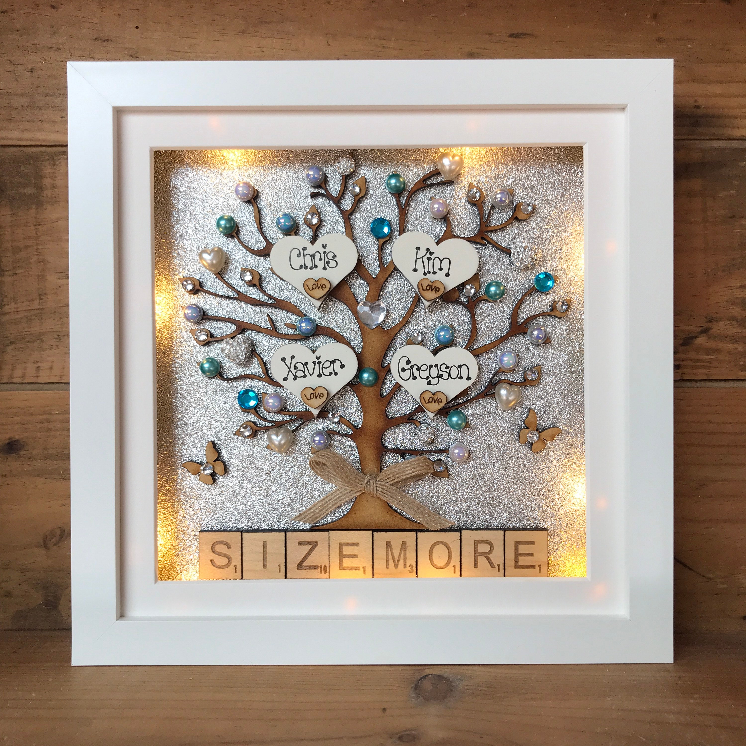 Family Tree Frame Personalised Gift with pearls hearts and | Etsy