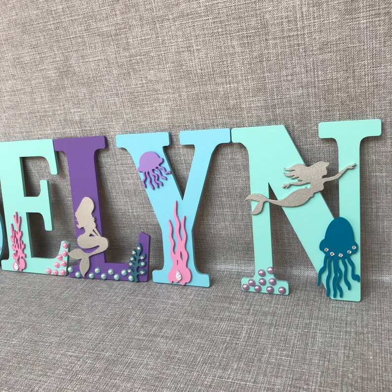Mermaid Letters Ocean Theme Childrens Bedroom Custom Made - Etsy UK