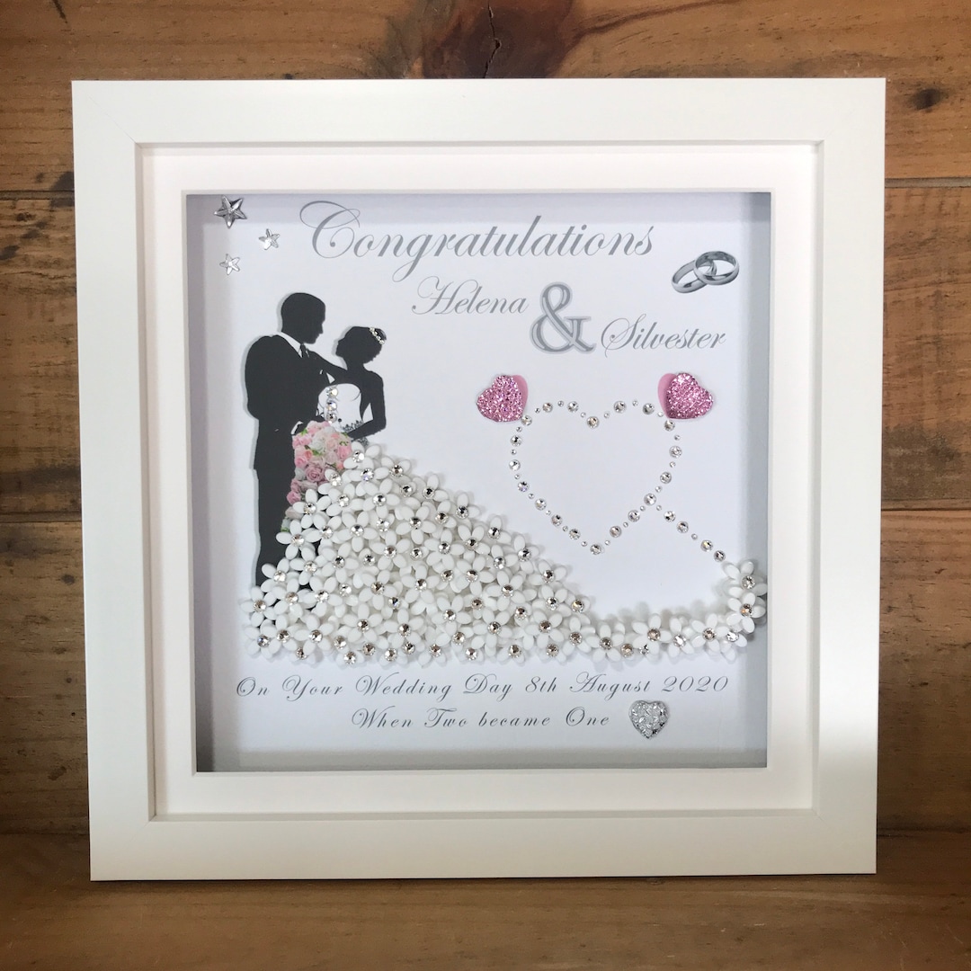 Bride and Groom 9" Box Frame Personalised Wedding or Anniversary Gift ...