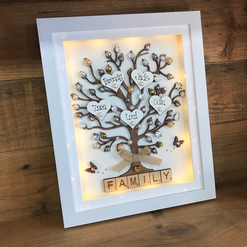 Personalised Family Tree Frame Customised Family Names Box - Etsy