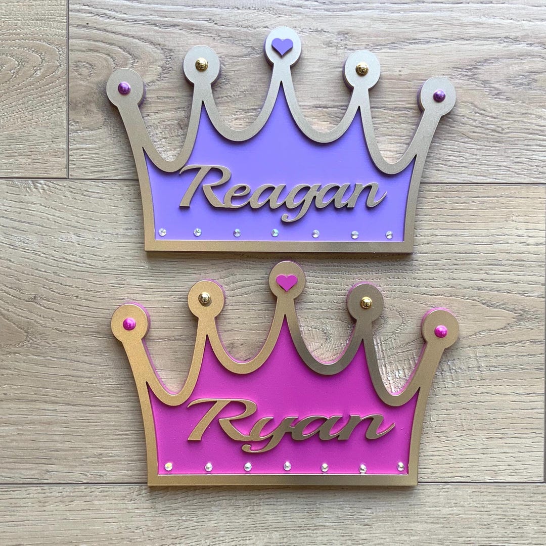 Children’s Door Sign - Princess Crown Plaque - Custom Kids Door Plaque ...
