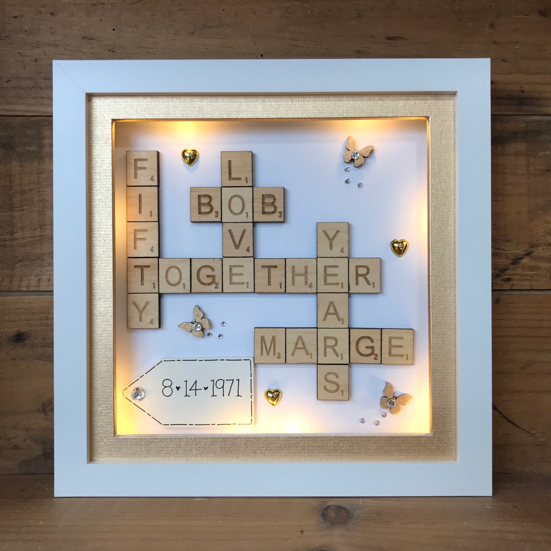 Customised Scrabble Family Name Box Frame With LED Lights | Handcrafted ...