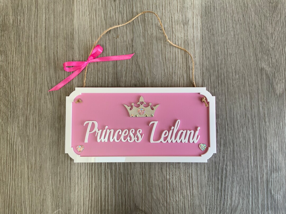 Children’s Door Sign - Princess Crown Plaque - Custom Kids Door Plaque ...
