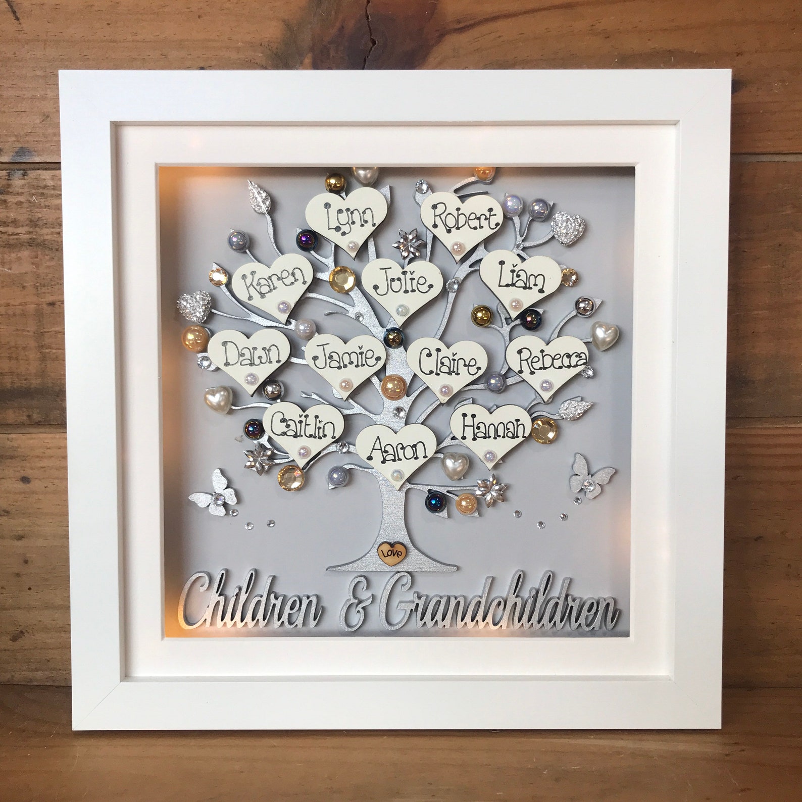 Family Tree Box Frame With LED Lights Personalised With - Etsy UK