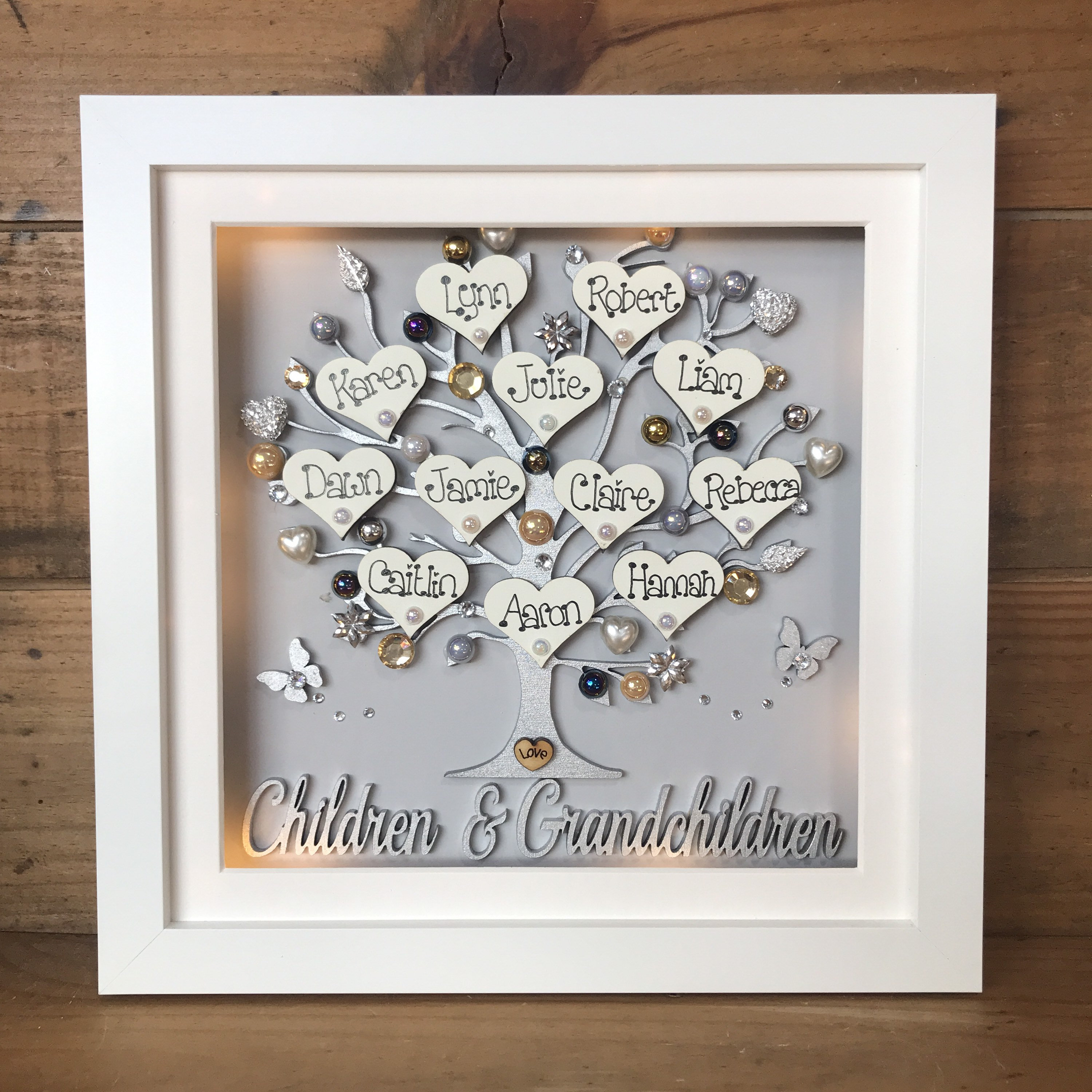 Family Tree Box Frame With LED Lights Personalised With - Etsy UK