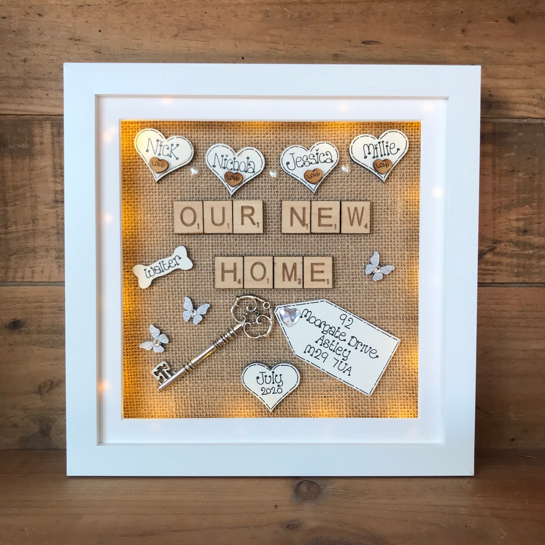 Customised New Home Family Name Box Frame | First Home Gift | House ...