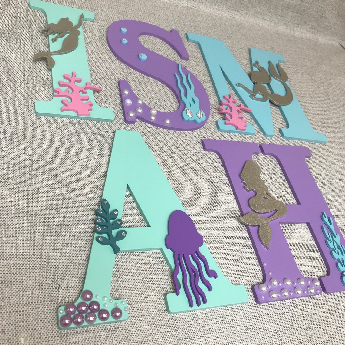 Mermaid Letters Ocean Theme Childrens Bedroom Custom Made - Etsy UK
