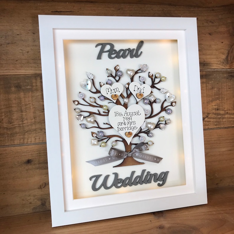 LED Light Box Frame, Perfect Wedding or Anniversary Gift, Pearl, Silver ...