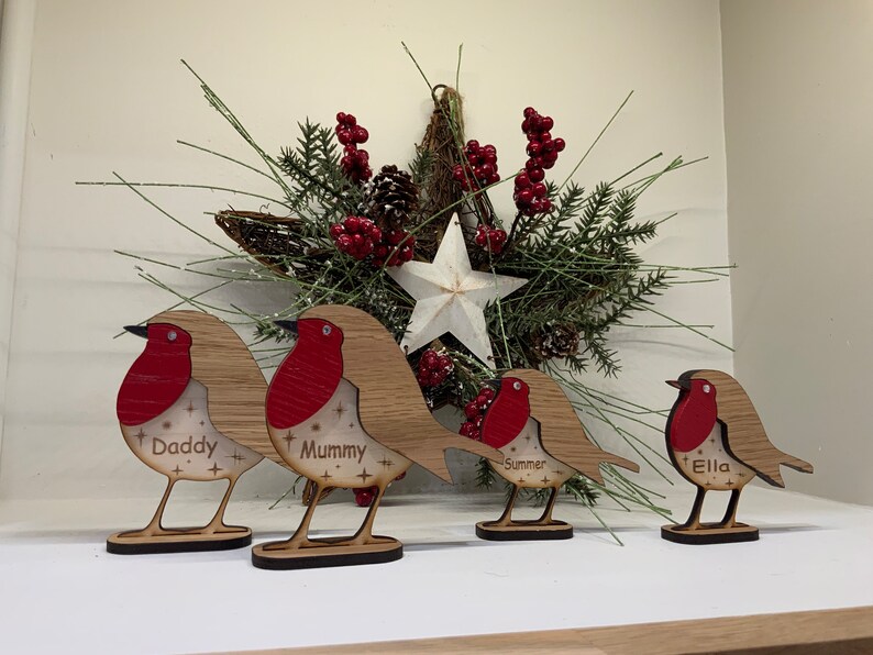Robin Family Christmas Decoration ~ Personalised Family Decor ~ Custom ...