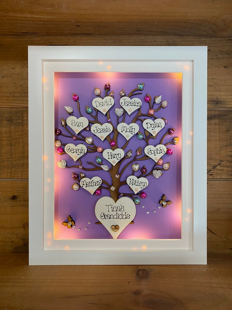 Personalised Family Tree Frame Customised Family Names Box - Etsy