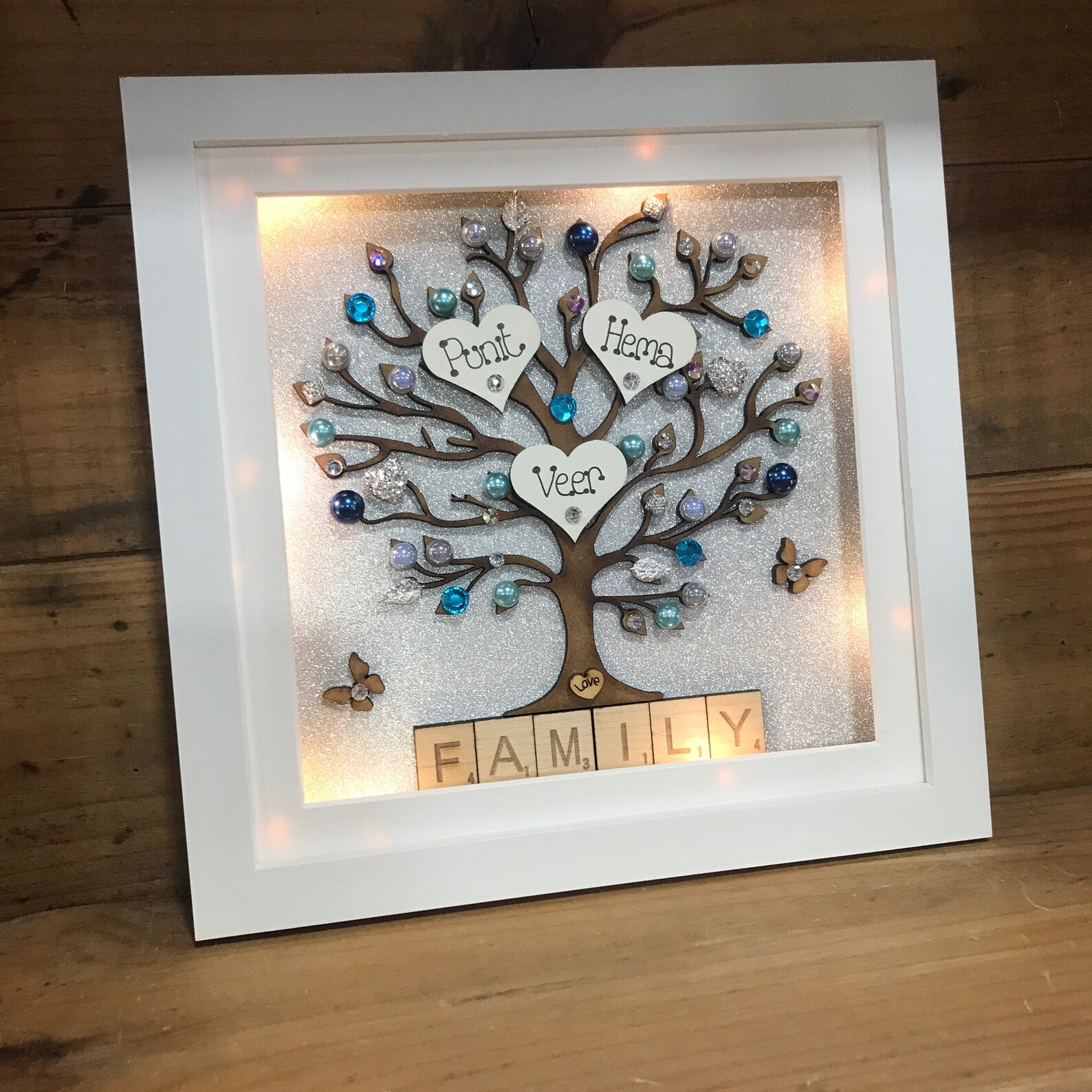 Family Tree Box Frame With LED Lights Personalised With - Etsy UK