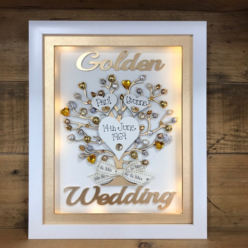 LED Light Box Frame, Perfect Wedding or Anniversary Gift, Pearl, Silver ...