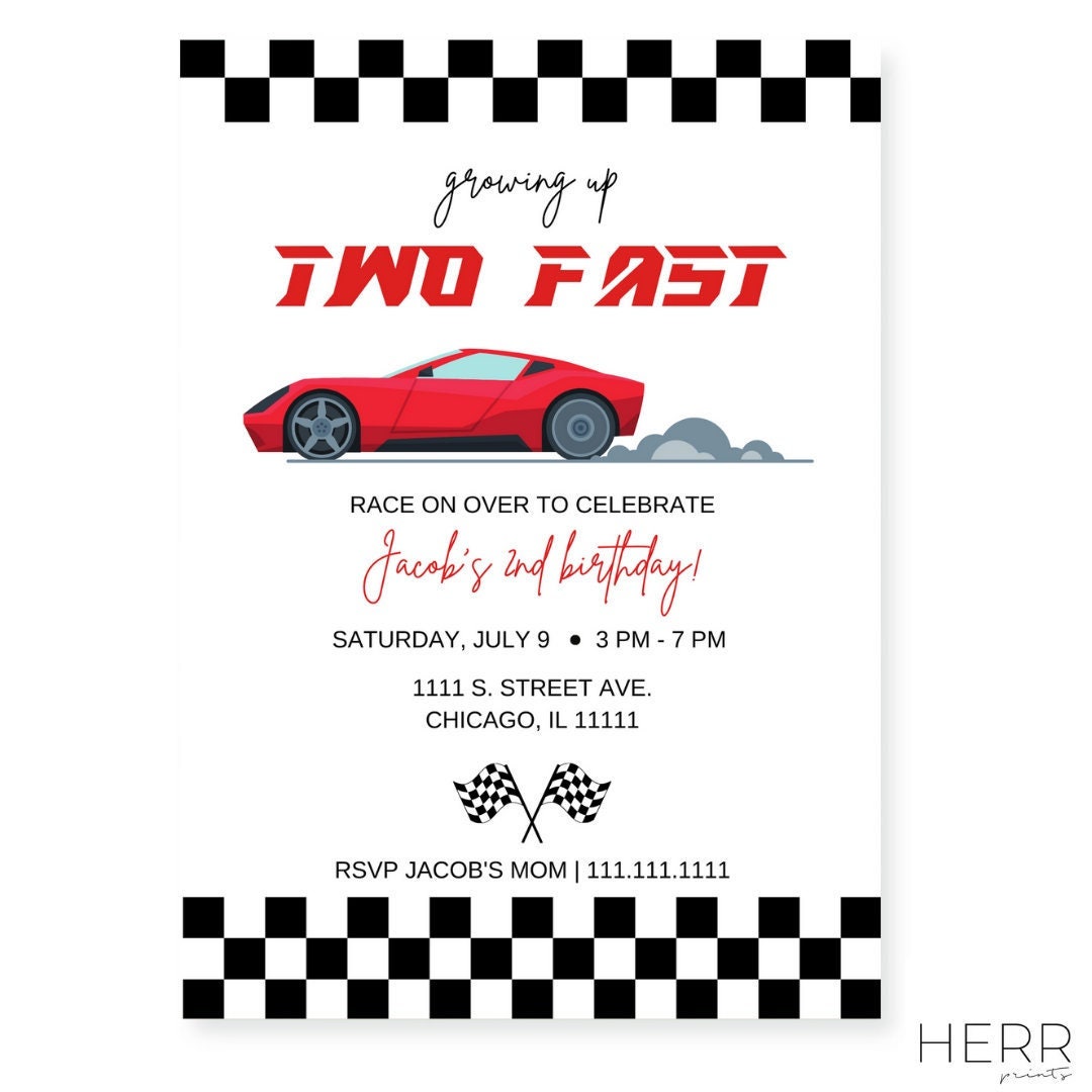 Growing up Two Fast | 2nd Birthday Invitation Printable - Etsy
