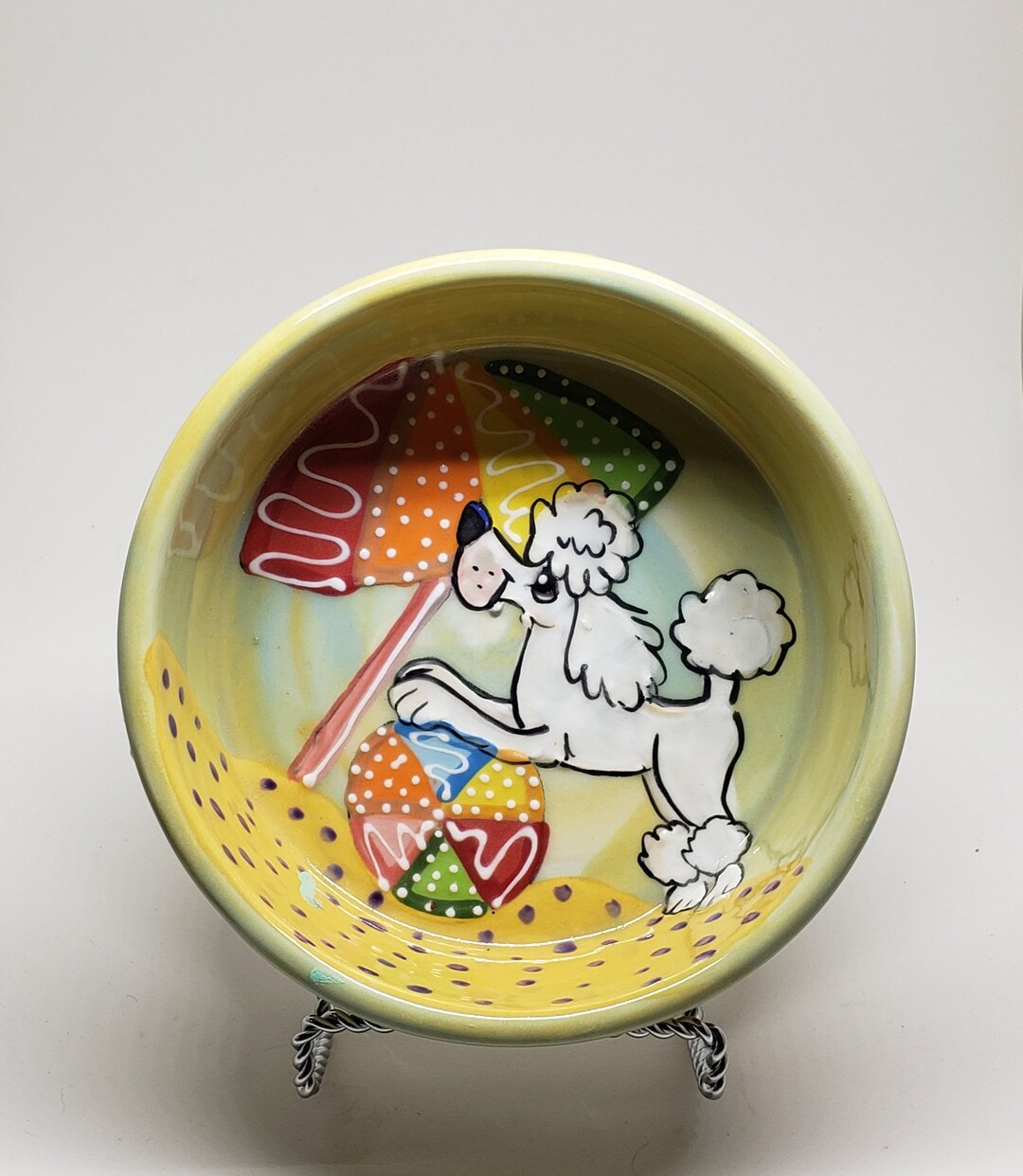 White Poodle de Doodle Cuenco de cerámica hecho a mano por Debby Carman ...
