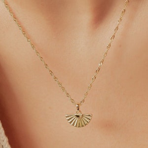 Fan Necklace Silver | Pendant Necklace Gold | Stacking Necklace | 18K ...