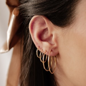 Thin Hoop Earrings Sterling Silver | Large Hoops Gold | Small Gold Plated Hoops | Medium Size ...