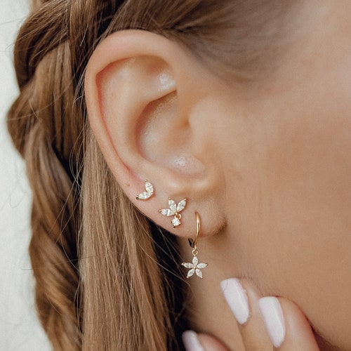 Earring Stacking Set Sterling Silver 3 Earrings: Heart - Etsy
