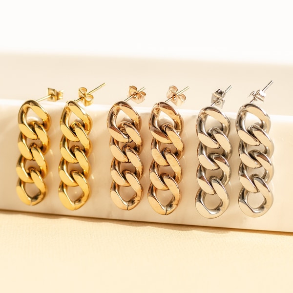 Gold Chain Earrings - Etsy