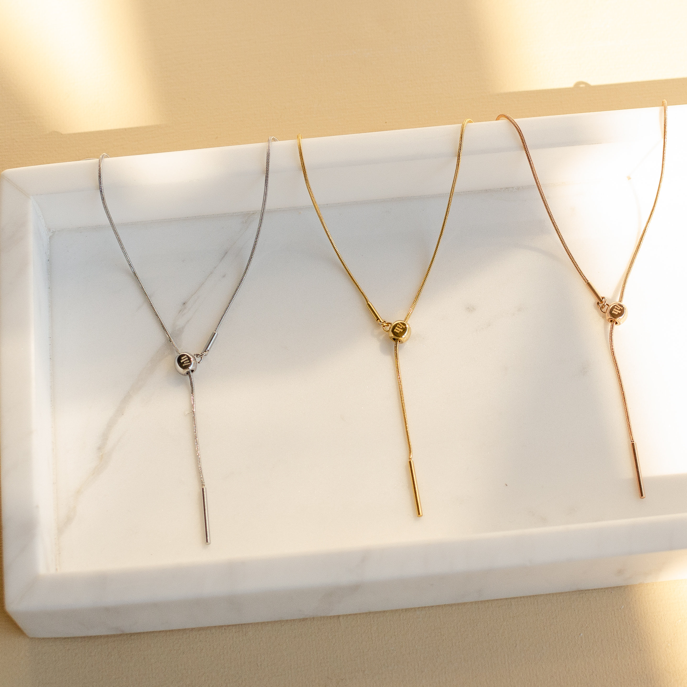 Slide Necklace Unisex | Y Necklace | Rose Gold Lariat Necklace | Gold ...
