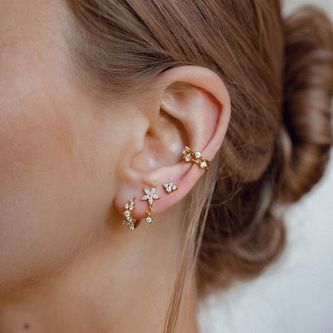 Stacking Set of Gemstone Earrings Sterling Silver | 4 Stackable ...