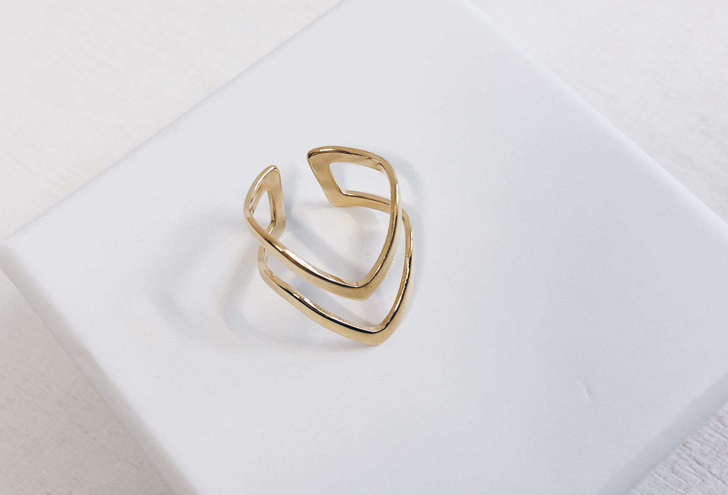 Offener Ring in Goldfarbe Statement Ring Doppel Chevron V - Etsy