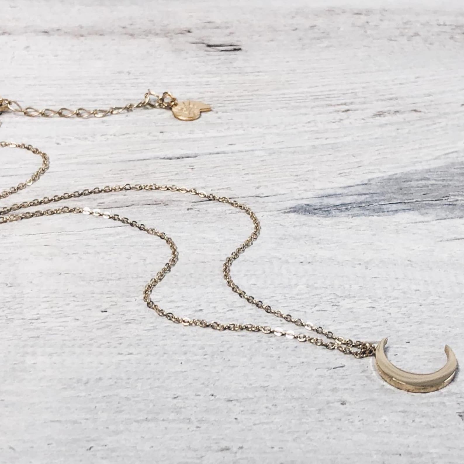 Multilayer Necklace Set in Gold | 3 Necklaces - Half Moon Necklace ...