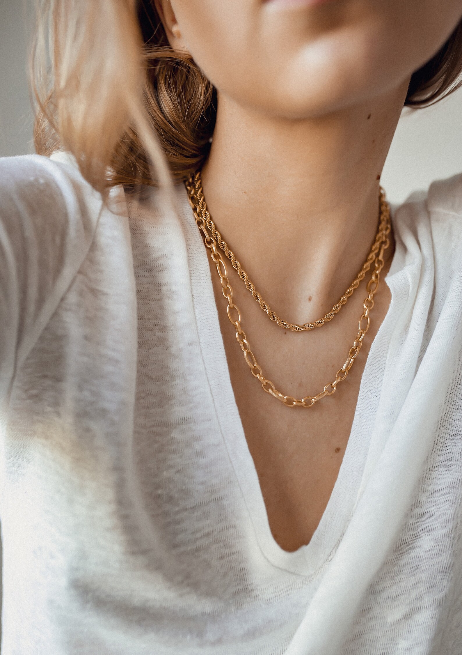 Figaro Chain Necklace Gold Plated Chunky Oval Figaro Chain | Etsy