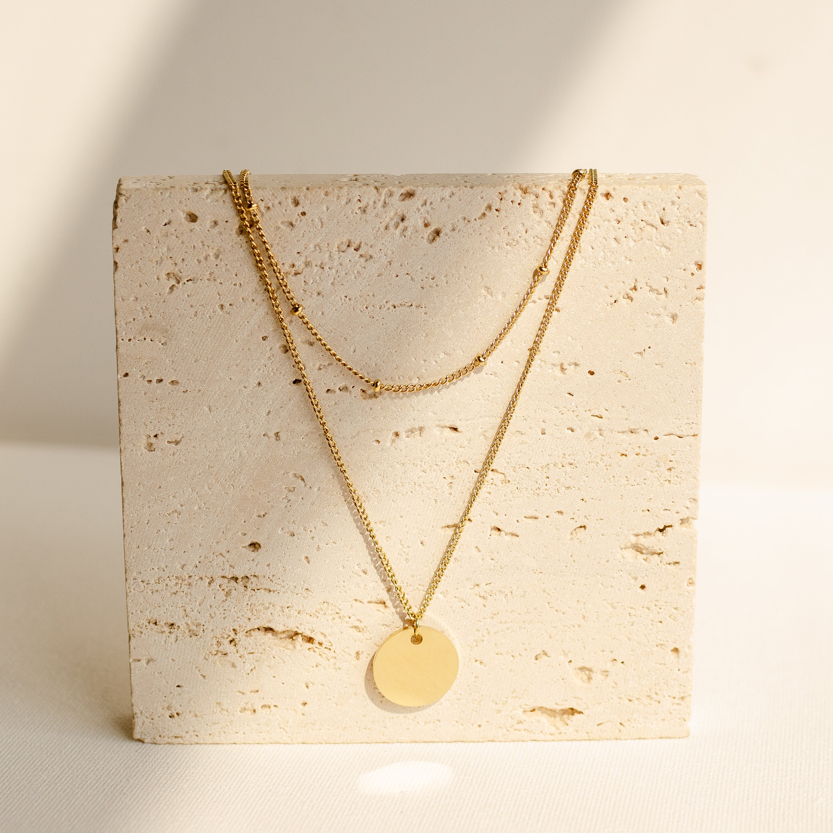 Double Layer Necklace | Gold Circle Necklace | Silver Layered Necklace ...
