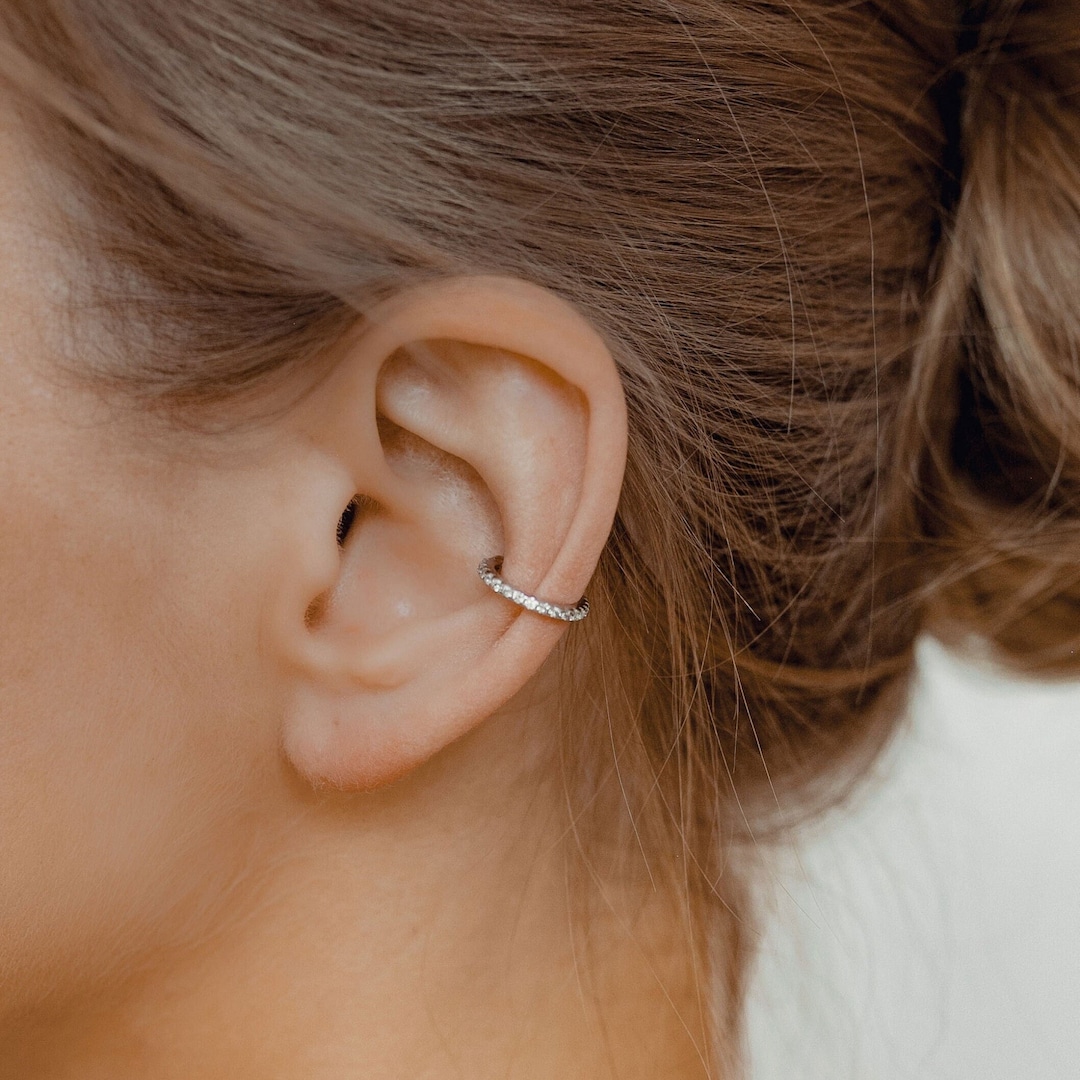 Diamond Ear Cuff Sterling Silver | Women Earrings 925 Sterling Silver ...