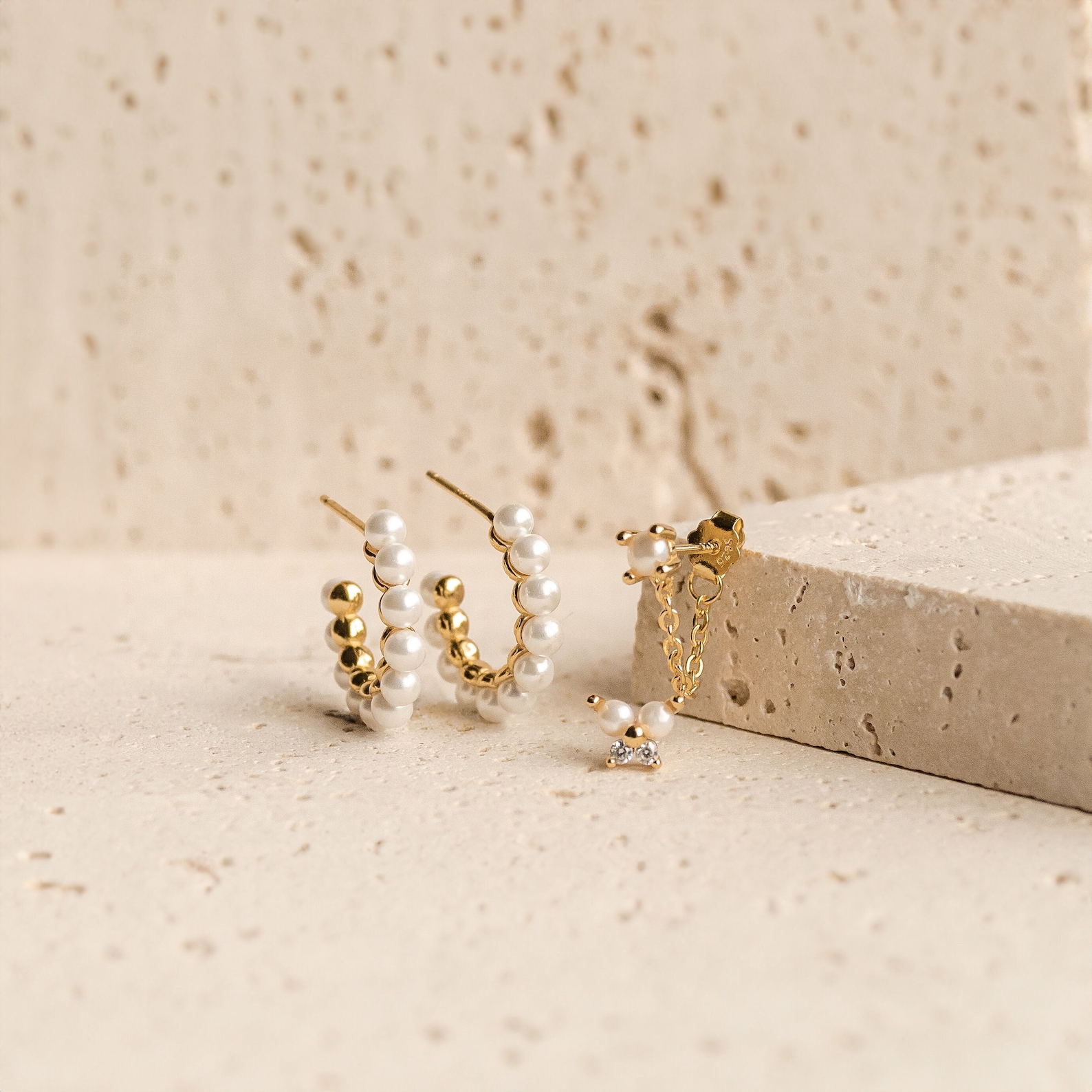 Pearl Earrings Stacking Set Sterling Silver | Natural Pearls Hoop ...