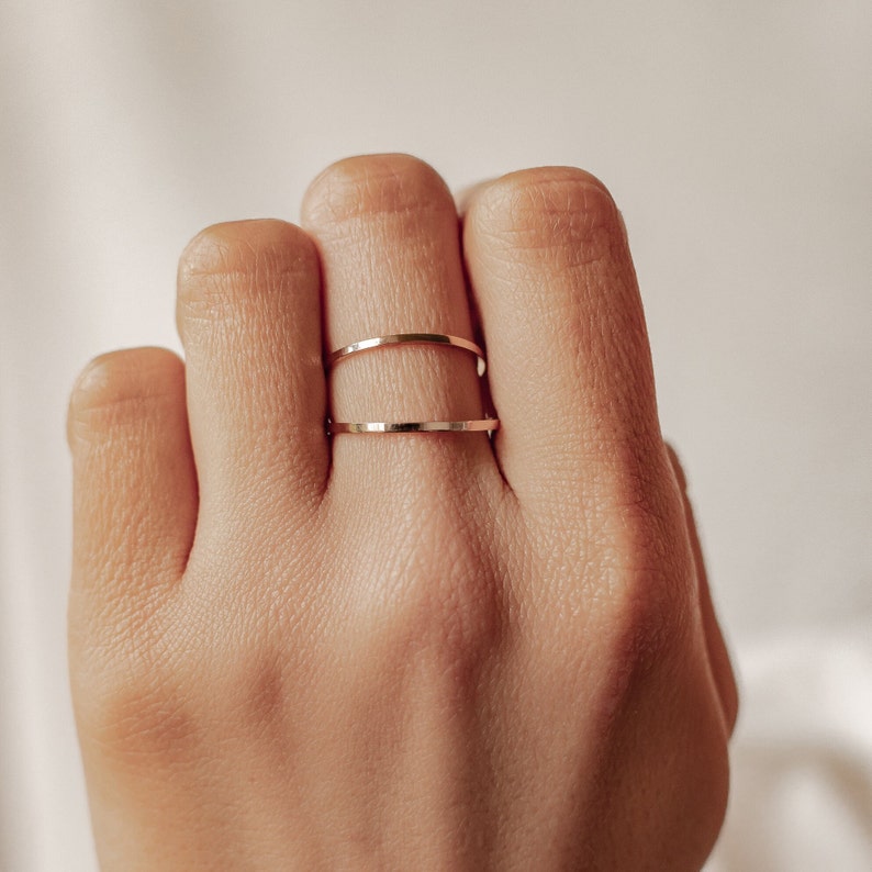 Delicate Rings Rose Gold | Set of 2 Band Rings Stainless Steel ...