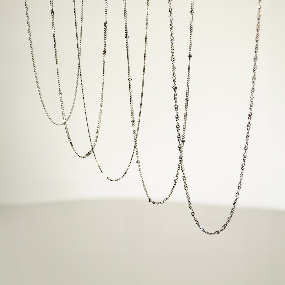 Satellite Chain Necklace, Singapore Chain, Starburst Chain, Textured ...