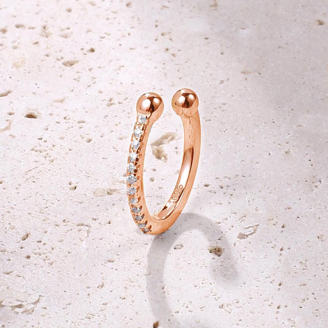 Diamond Ear Cuff Sterling Silver Gold | Women Earrings 925 Sterling ...