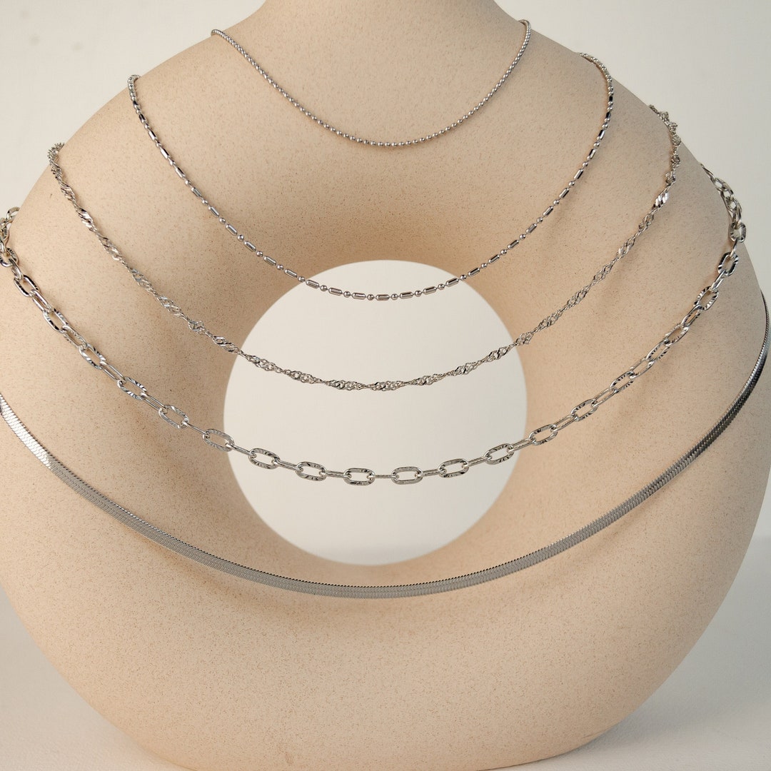 Dainty Simple Chain Necklace: Snake, Rolo, Bar Link, Ball Chain ...