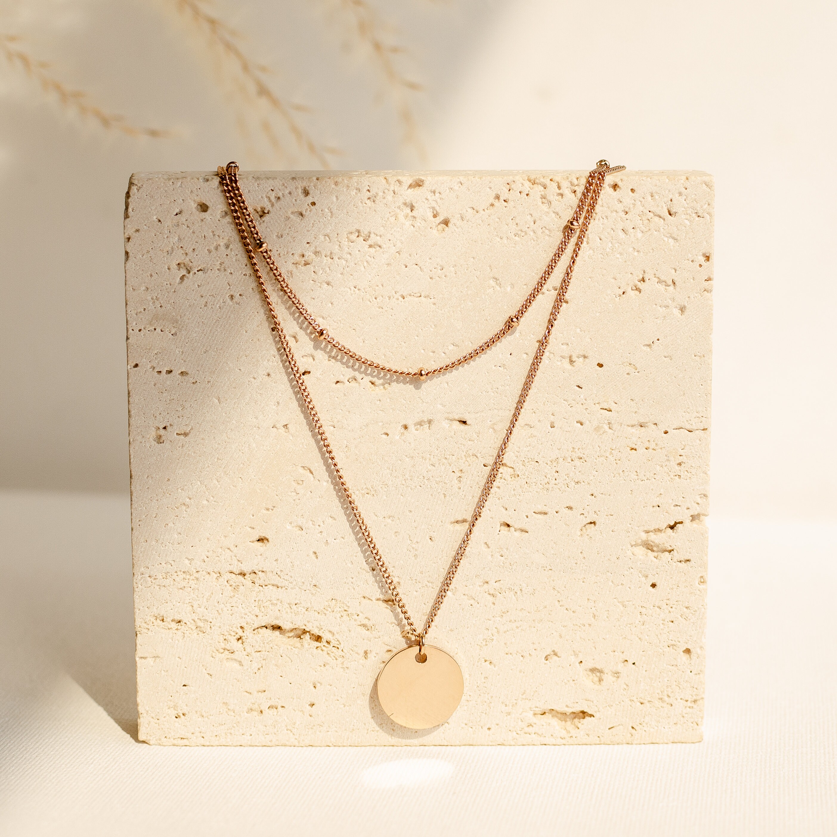 Double Layer Necklace | Gold Circle Necklace | Silver Layered Necklace ...